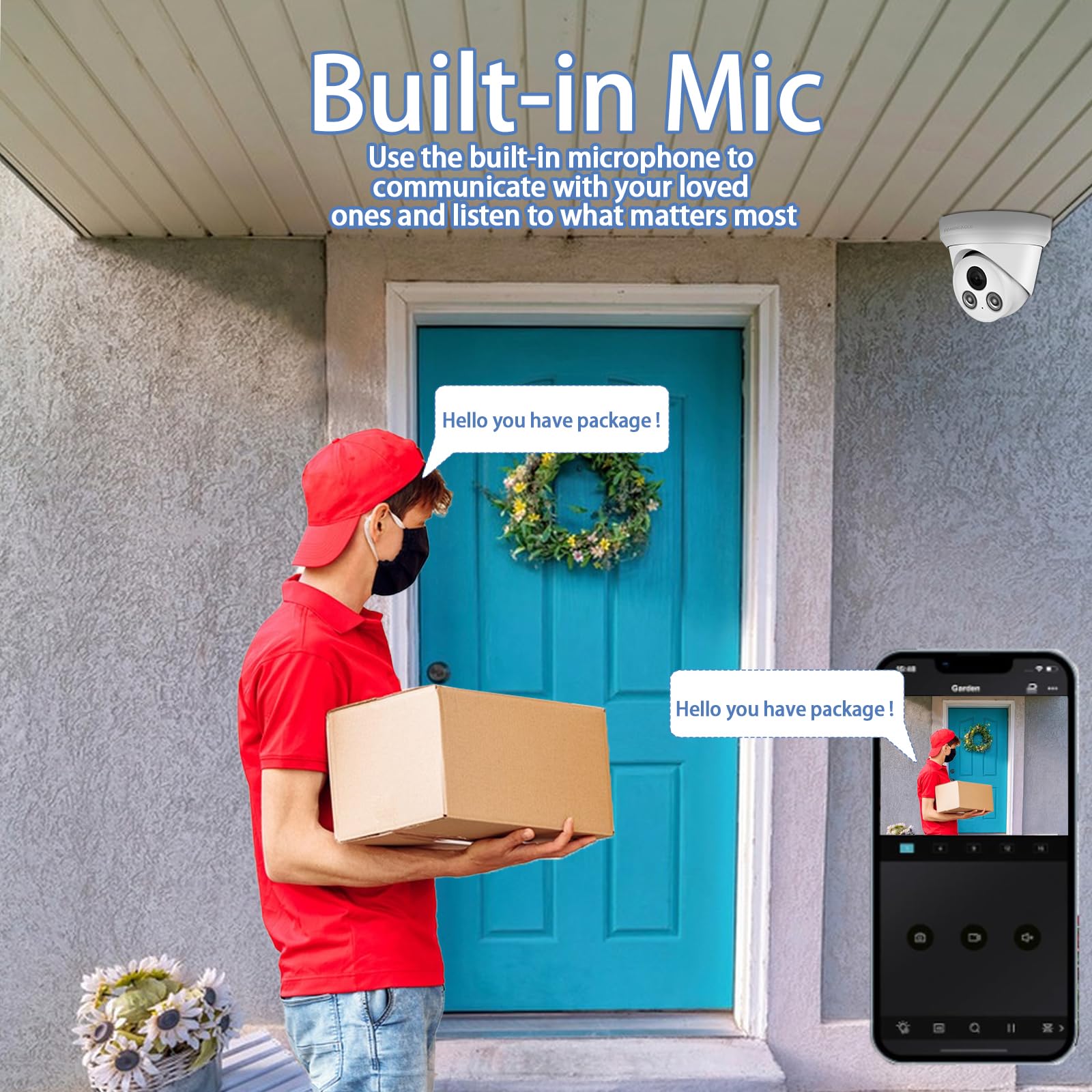 8MP Full Color PoE IP Camera with AI Human/Vehicle Detection,F1.0 Super Aperture Wide Angle 2.8mm Lens,Built-in Mic,Compatible with Hikvision Outdoor Security Camera with Built-in Mic(PG2387C-28)