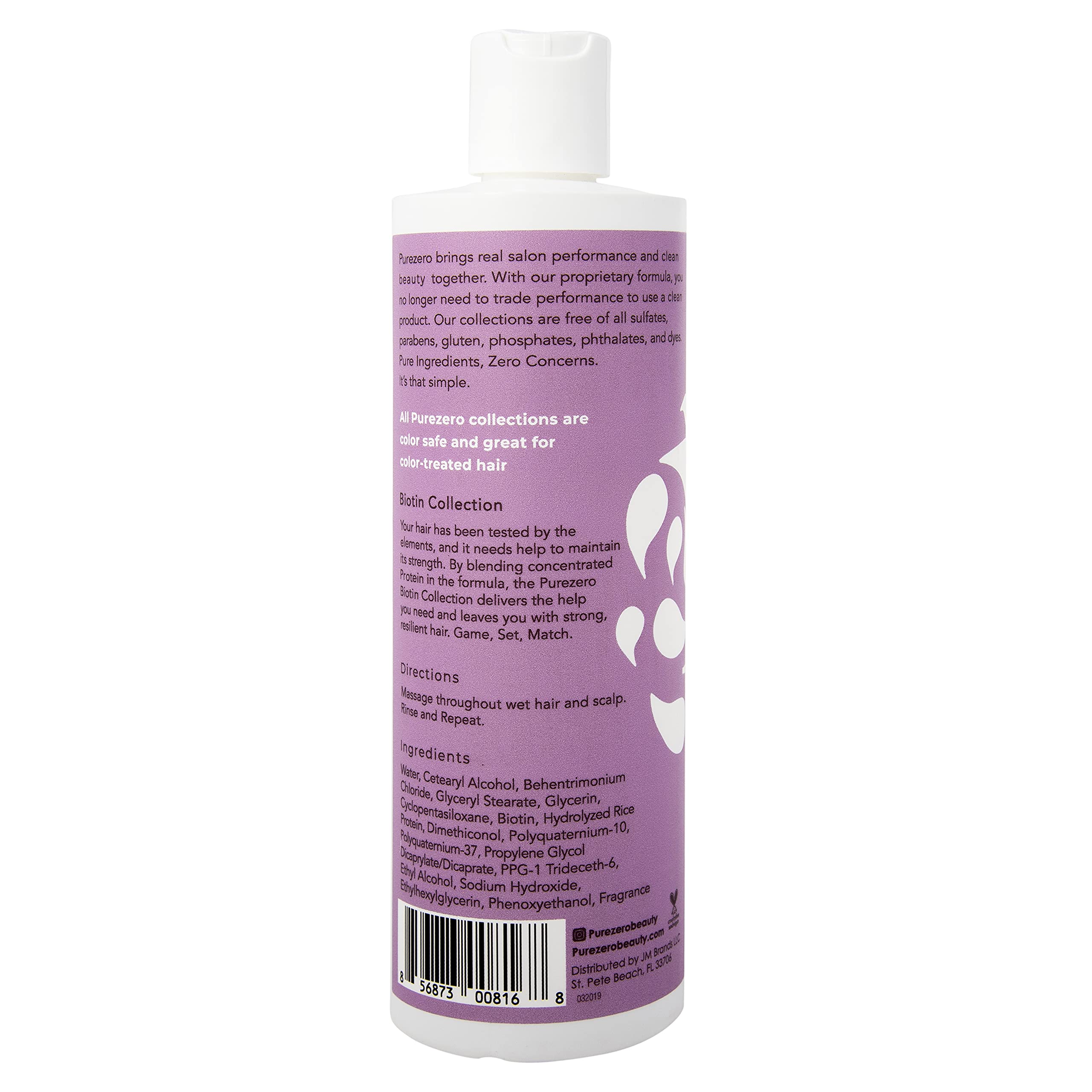 Purezero Biotin Conditioner - 12 Fl Ounces - Anti Thinning Formula - Volumizing, Thicker, Fuller Hair - Zero Sulfates, Parabens, Dyes, Gluten - 100% Vegan & Cruelty Free - Great for Color Treated Hair