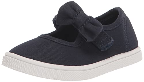 The Children's Place,baby-girls,Slip on Sneakers,Uniform Bow Strap Canvas Sneakers,Navy,10 Toddler