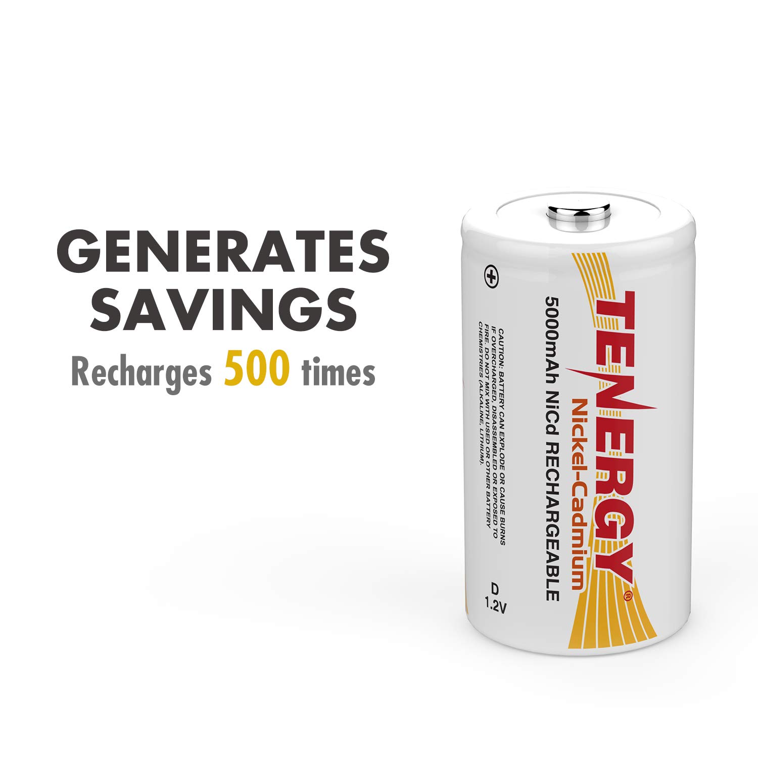 Tenergy Rechargeable NiCd D Batteries and T9688 LCD Smart Charger, 4 Pack D Size Battery Cells and Charger
