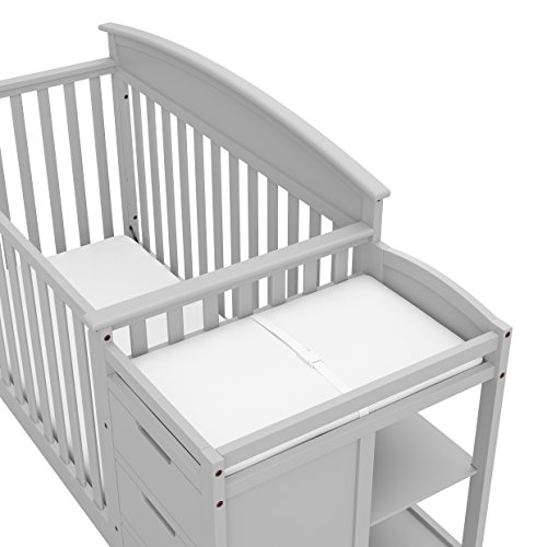 Graco Benton 5-in-1 Convertible Crib and Changer (Pebble Gray) β Crib and Changing Table Combo, Includes Water-Resistant Changing Pad, 3 Drawers, Converts to Toddler Bed, Daybed and Full-Size Bed