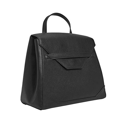 The Honest Company Urban Convertible Tote Backpack | Diaper Bag with Changing Pad | Black Vegan Leather with Silver Hardware | PVC-Free Lining | 8 x 14 x 12