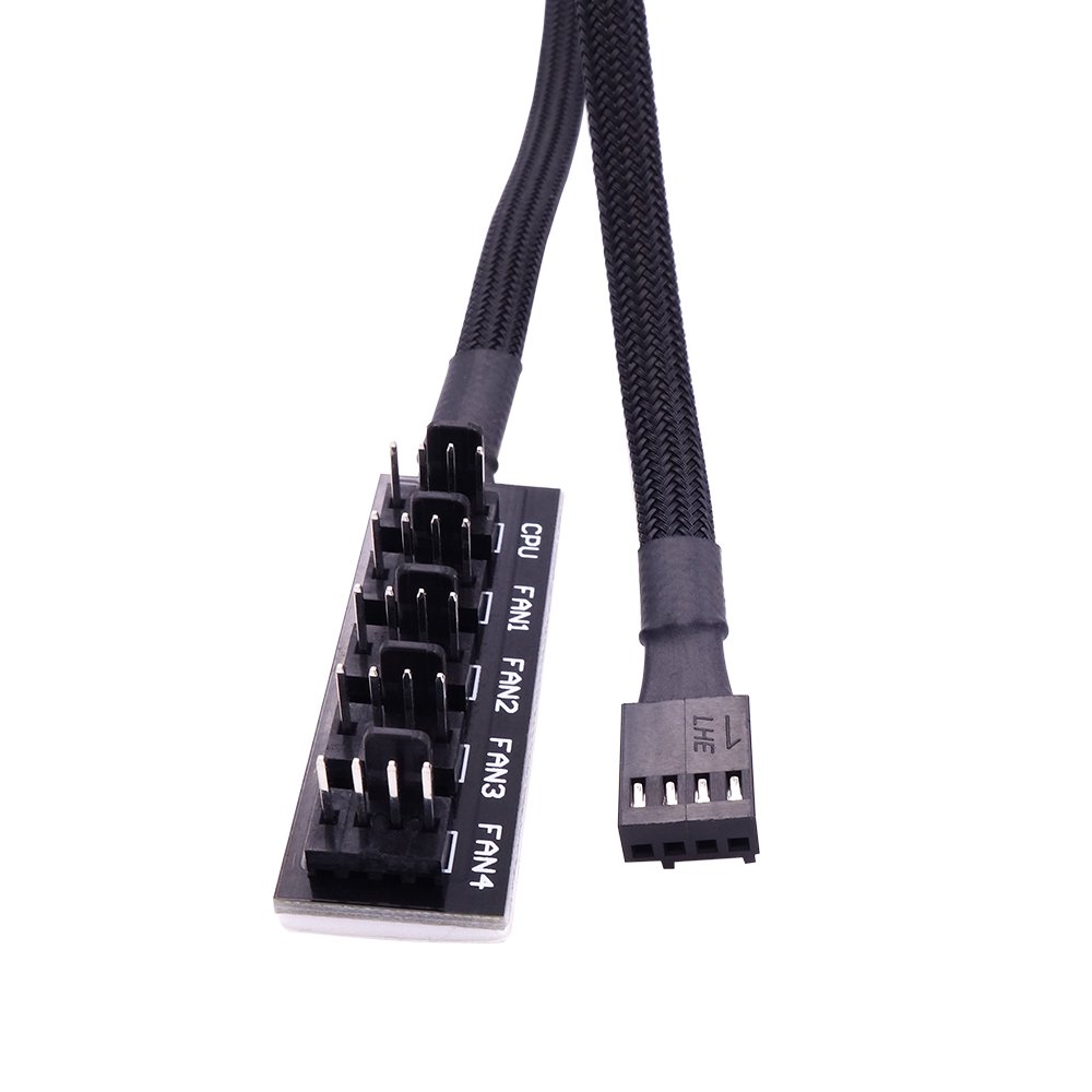 Fancasee PWM PC Fan Hub Power Supply Cable 1 to 5 Way Splitter PC Motherboard Case Fan Power Extension Cable Cord Hub for ATX Computer Case 4-Pin and 3-Pin Cooling Fans
