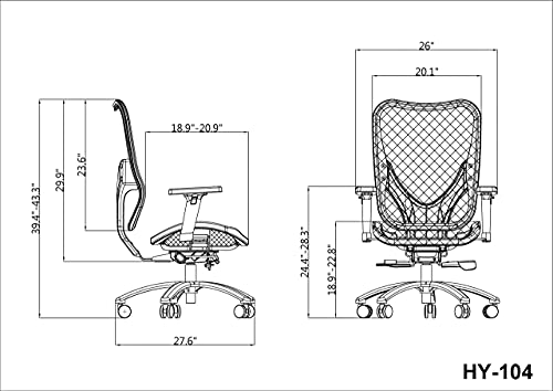 Mesh3 Home Office Mesh Chair Ergonomic Desk Chair with Back Support and Adjustable Armrests for Work from Home and Student Desk Chair with Wheels BIFMA Grey HY-104GR