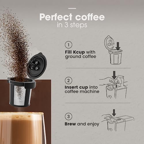4 Ninja K Cup Reusable Pod for Ninja Dual Brew Pro Specialty Coffee Maker - Refillable Permanent Pods Filters - Cafetera Ninja Coffee Filter for DualBrew CFP201 CFP301 CFP307 CFP451CO, Leak-Free