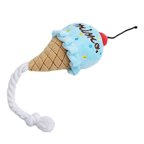 LoveAloe Dog Squeaky Toys Cute Plush Toys Pet Toys for Small Medium Dog,Ice Cream Blue