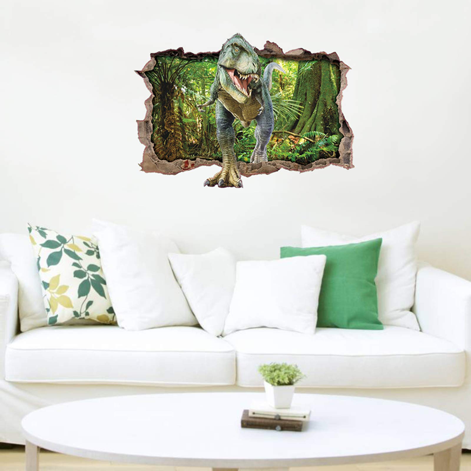 ufengke Dinosaur Forest Wall Stickers 3D Smashed Wall Decals Art Decor for Boys Kids Bedroom Nursery DIY