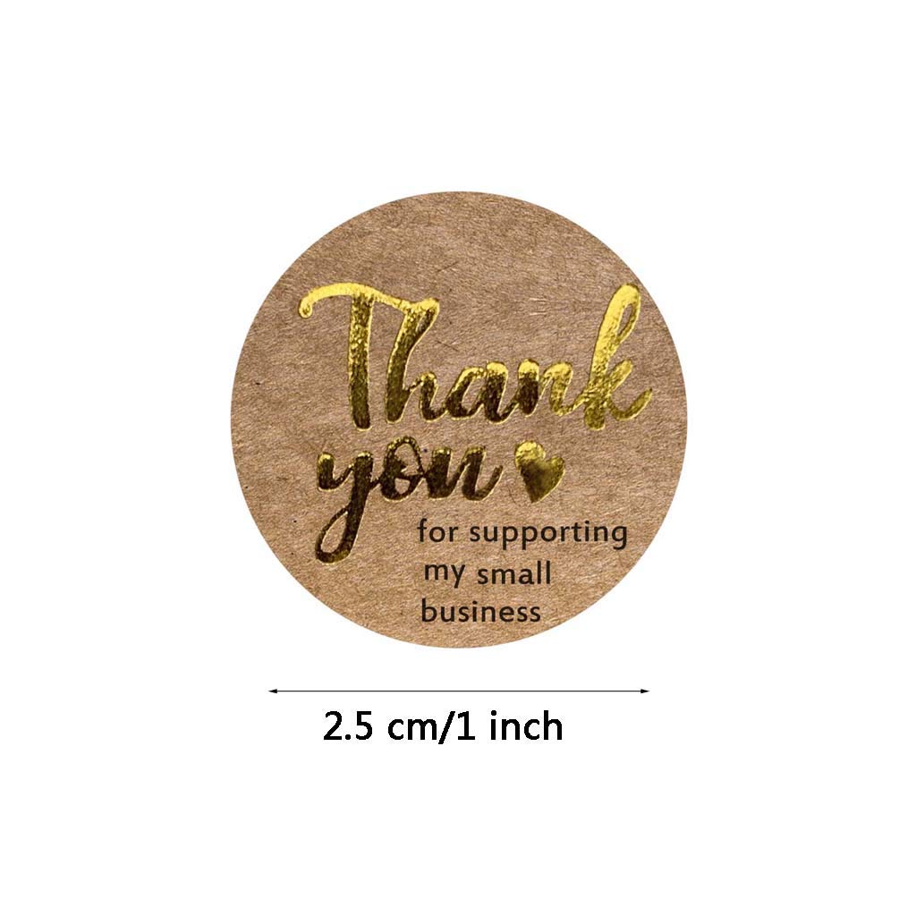 Vxkbiixxcs-o Stickers, 500 Pieces/roll Thank You for Supporting My Small Business Kraft Stickers Gold Foil