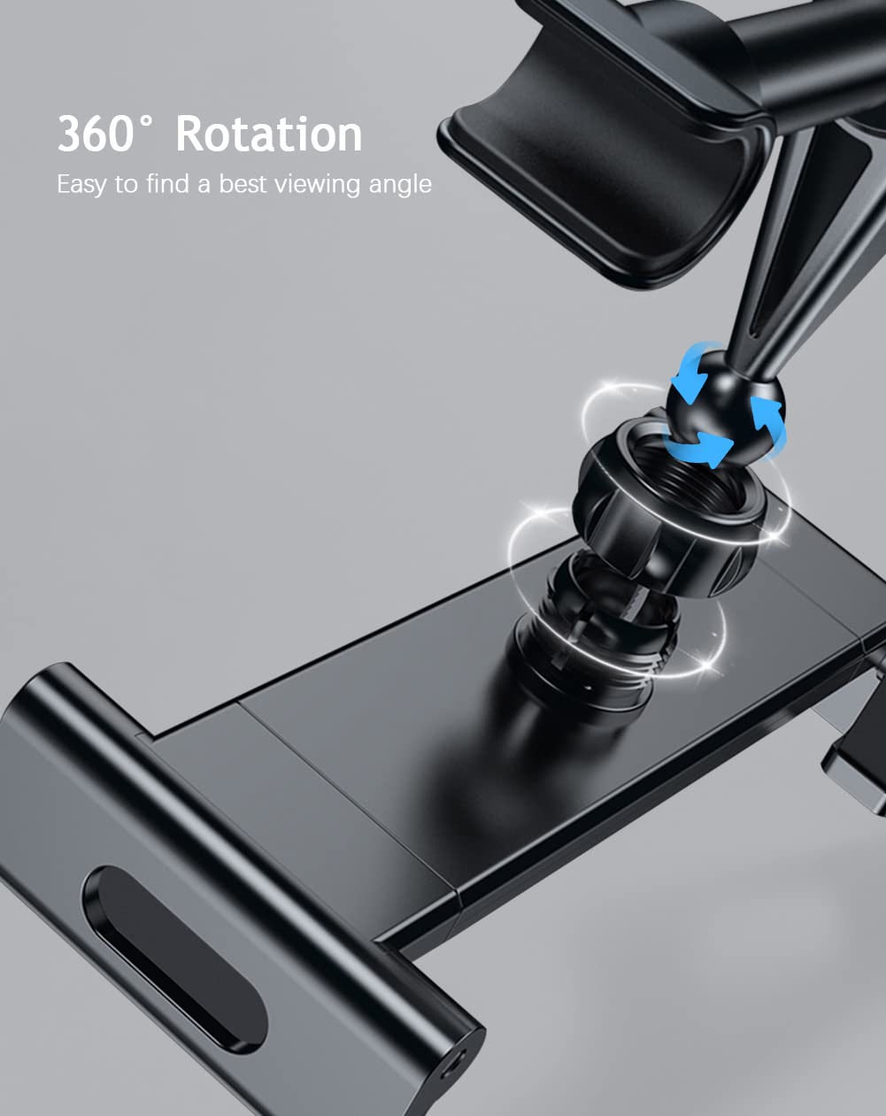 simr Car Headrest Tablet Mount Holder Car Back Seat Tablet Stand for Kids, Compatible with iPhone 14 13 12 Pro iPad Air Pro Mini Galaxy Tab Kindle Fire HD, 4.7-12.9 inch Devices (Black)