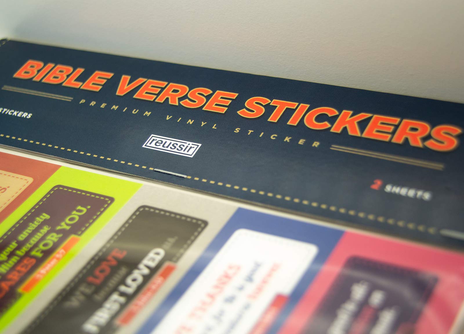 reussir Bible Verse Stickers (Set of 48 Stickers with 24 Inspirational Christian Quotes) 1" x 2.5" Scripture Stickers