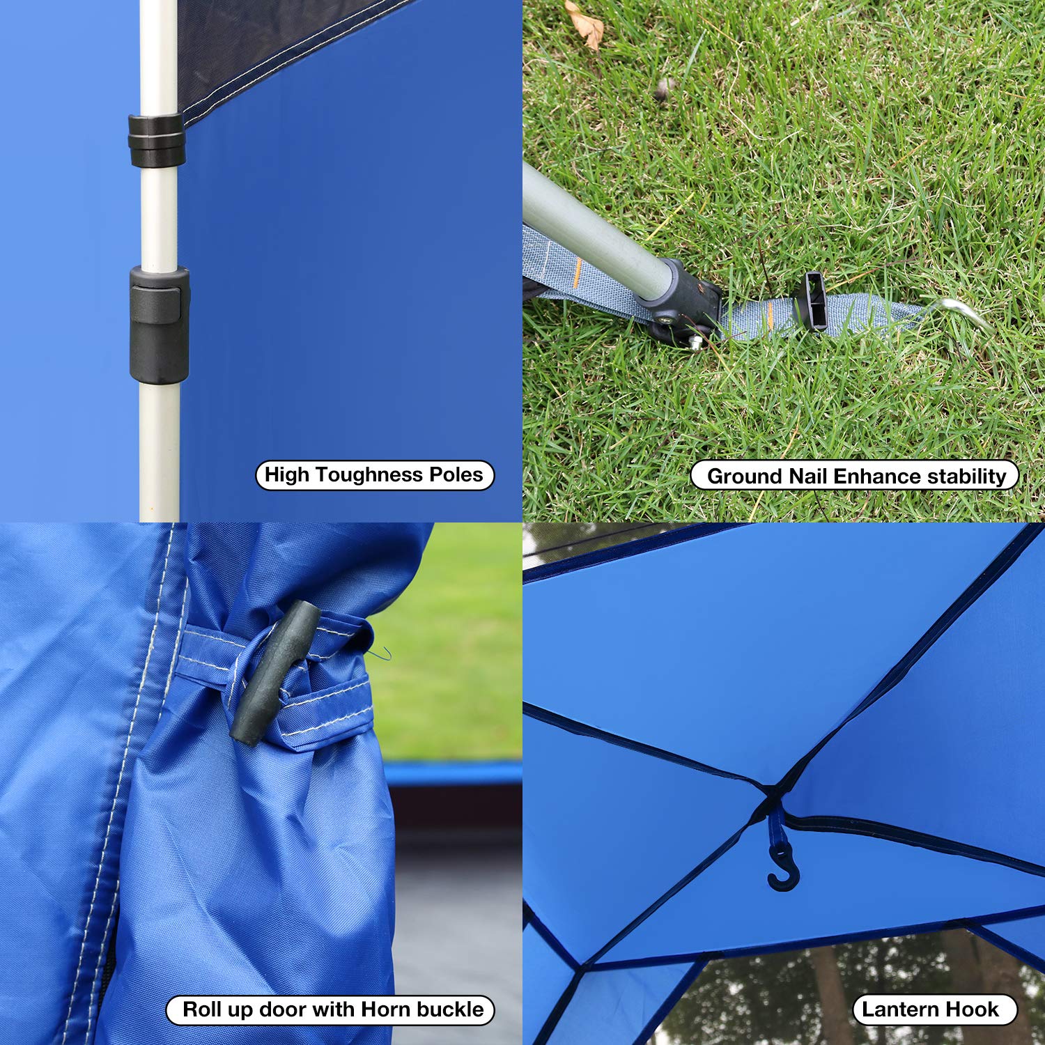 4 or 6 Person Camping Tent Windproof Family Dome Tent with Screen Room Easy Set Up for Backpacking Hiking Mountaineering (4P-Blue)
