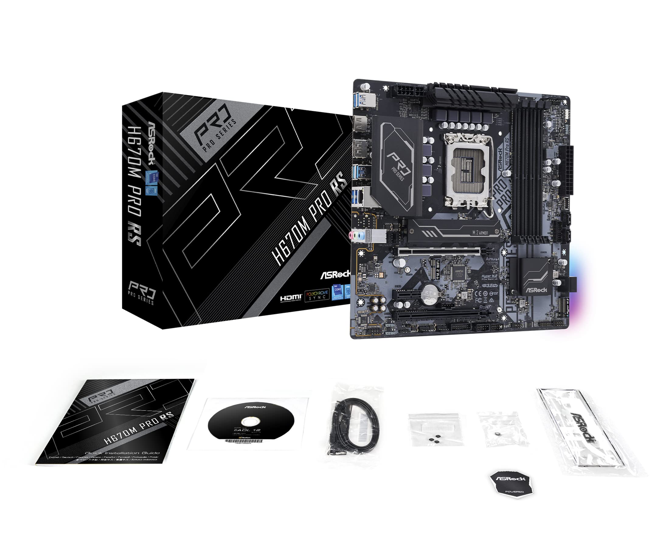 ASROCK H670M PRO RS Socket LGA1700/ Intel H670/ DDR4/ SATA3&USB3.2/ M.2/ Micro ATX Motherboard