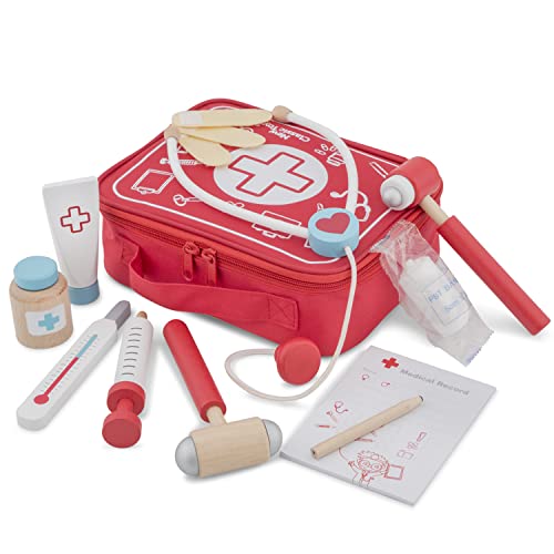 New Classic Toys Doctor Set - Pretend Play Toy for Kids Cooking Simulation Educational Toys and Color Perception Toy for Preschool Age Toddlers Boys Girls , Red