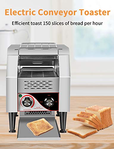 Commercial Conveyor Toaster 150 Slices/Hour 110V Heavy Duty Restaurant Toaster Electric Countertop Belt Machine for Home Office Bread Bagel Breakfast Food