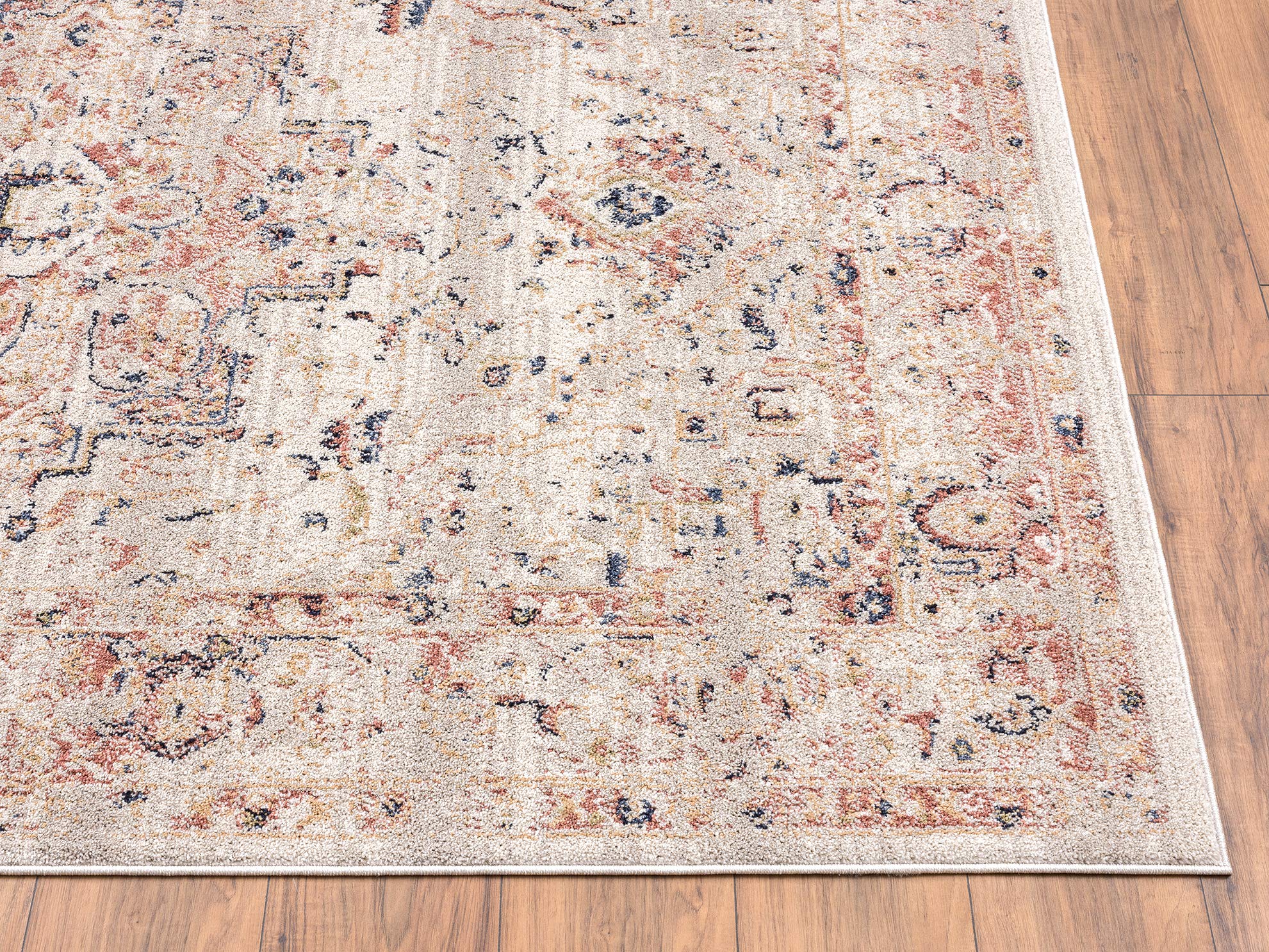 Abani Traditional Cream & Beige Vintage 5'3" X 7'6" Area Rug, Babylon Collection - Oriental Medallion Distressed Rug, Rugs