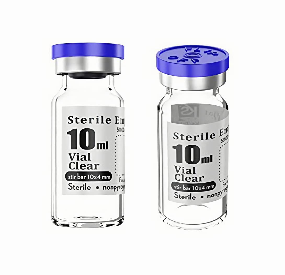 Biocomma 10pcs 10ml Sterile Empty Vial with Plastic Aluminum Flip Off Caps,Penicillin Bottle 20mm Crimp Top Sterile Transparent Borosilicate Lab Sample Vial (Transparent)