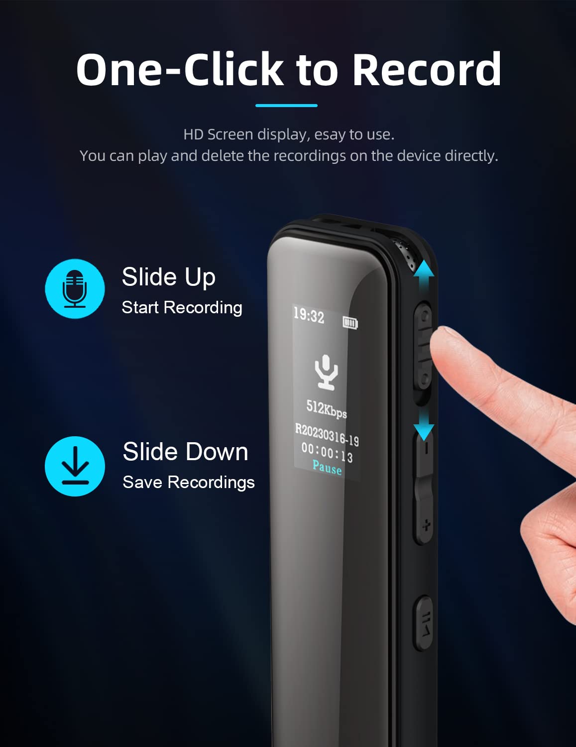 64GB Digital Voice Recorder, Voice Activated Recorder with 4624-Hours Recording Capacity, Audio Recorder with Playback 1536Kbps HD Recording for Lectures/Meetings/Classes,Dictaphone Noise Cancellation