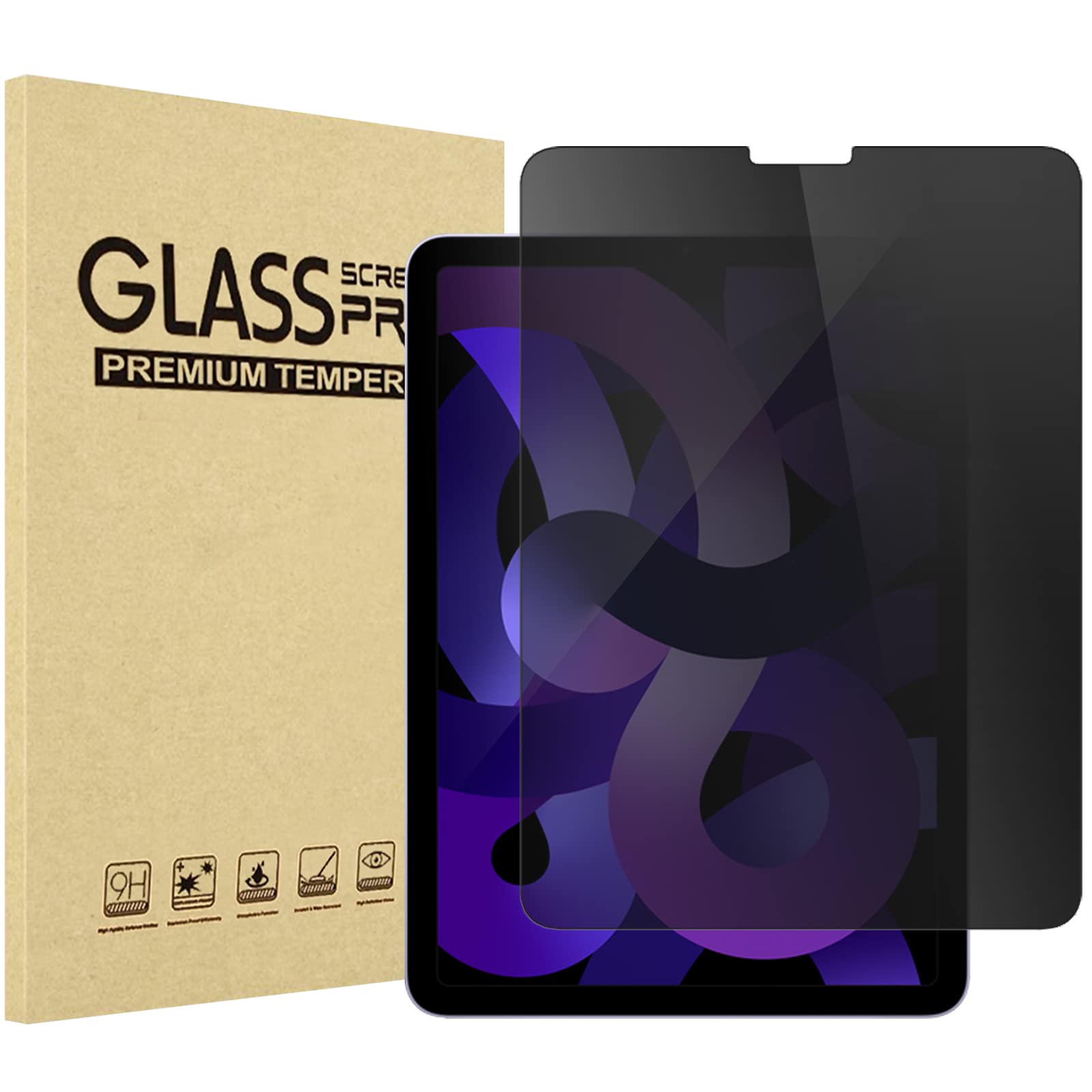 ProCase 1 Pack for iPad Air 5th 2022/ Air 4th 2020/ iPad Pro 11 4th 2022/ 3rd 2021/ 2nd 2020/ 1st 2018 Privacy Screen Protector, Anti-Spy Tempered Glass for 10.9 iPad Air 5 4 / iPad Pro 11" 4 3 2 1