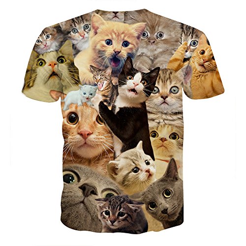 YOMXL Men's Cat Graphic T-Shirt Fashion 3D Printed Regular Fit Short Sleeves Crew Neck Tops Casual Funny Tee