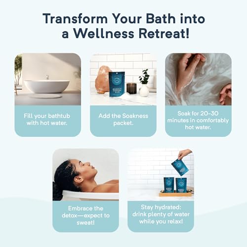 Soakness Hydrogen Peroxide Epsom Salt Bath Soak & Foot Spa (3-Pack) β Patented Formula for Muscle Recovery, Skin Detoxification & Relaxation β Created with Doctor Expertise - Foot Soak for At-Home Spa