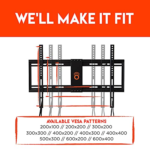 ECHOGEAR Low Profile Fixed TV Wall Mount for TVs Up to 80" - Holds Your Only 1.25" from The Pull String Locking System Easy Cable Access Big Hardware Assortment Simple Install