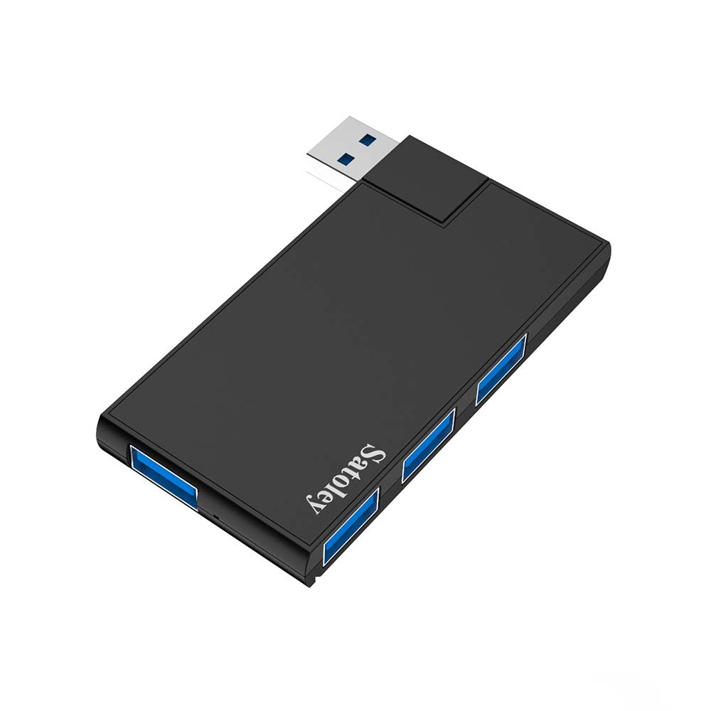 USB 3.0 HUB, Satoley Slim USB HUB 4 Port Aluminum USB Adapter with Rotating USB Connection for Surface Pro Laptop, Notebook PC, MacBook and More, Black