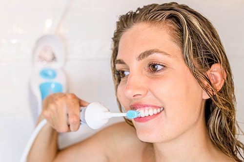 Tooth Shower Water Flossing Single Head Toothbrush, ToothShower Replacement Toothbrush Heads and Flossing Accessories, Oral Irrigator for Teeth, Braces, Ortho Bars, Implants (Blue)