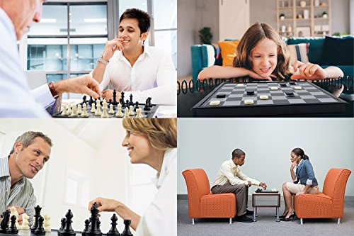 Chess / Checkers / Backgammon 3 in 1 Set, Hoshin Portable Folding Travel Magnetic Chess Board for Kids, 9.8 x 9.8 x 0.8 Inch