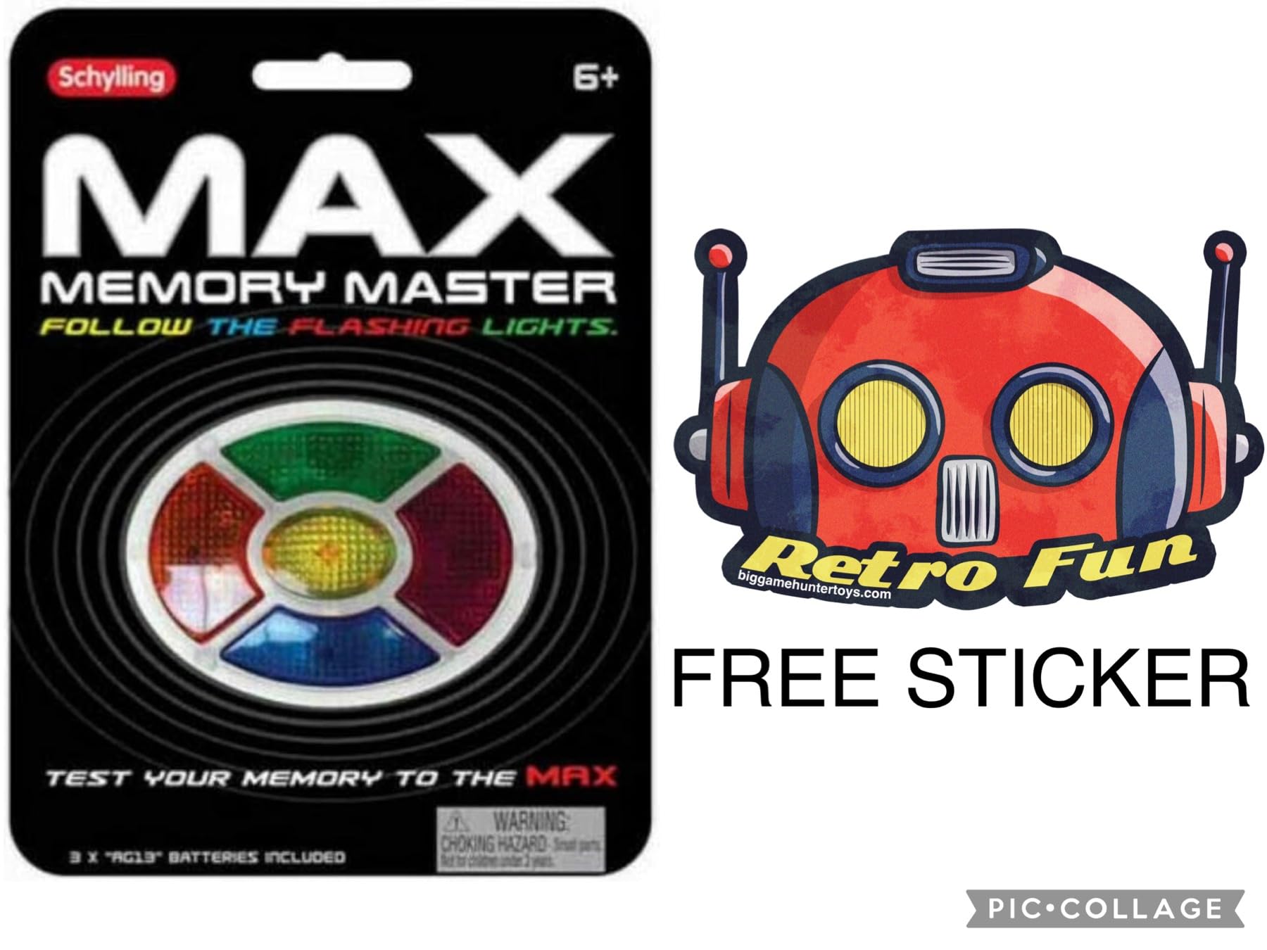 Big Game Toys~MAX Memory Game Simon Says Handheld Electronic Game Lights Sound Travel Portable + Free Sticker