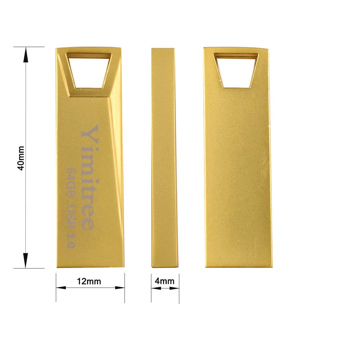 64GB USB 3.0 Flash Drive,Yimitree Pen Drive High Speed Thumb Drive Waterproof Capless Metal Pendrive USB Memory Stick Jump Drive (64GB, Gold)