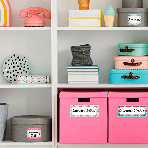 Lovable Labels Jumbo Write-on Storage Bin Label Stickers, 6 Blank Labels for Storage Bins Makes Organization and Storage Bins Labeling Quick and Easy. (Vibes, Jumbo)