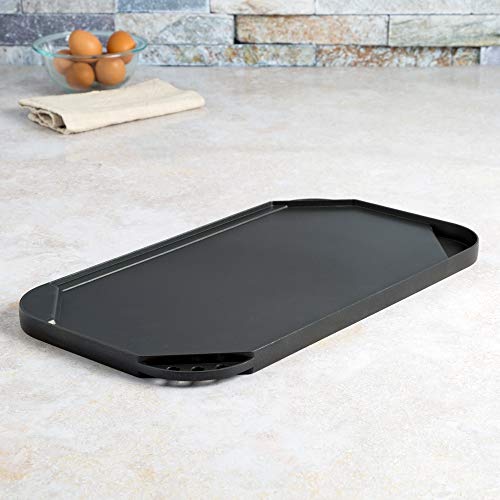 Ecolution 19.5β x 11, Non-Stick, Dishwasher Safe, Double Burner Family Pan Cookware, Cast Aluminum, Reversible Grill/Griddle, Black