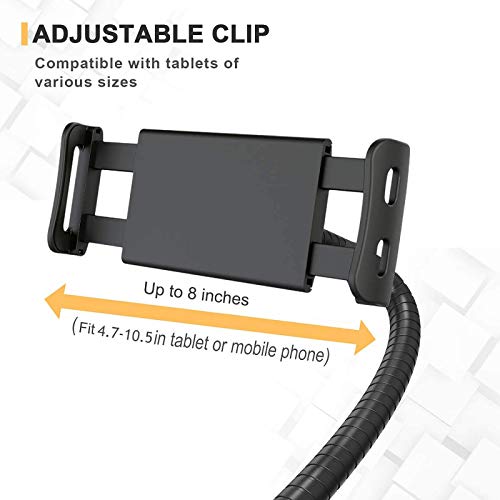Klsniur Tablet Stand Holder, Adjustable Height Tablet & Phone Stand for Desk, 360° Rotating Aluminum Metal Tablet Stand Mount Compatible for iPad Pro Air Mini, iPhone, Samsung, Kindle (4.7"-12.9")