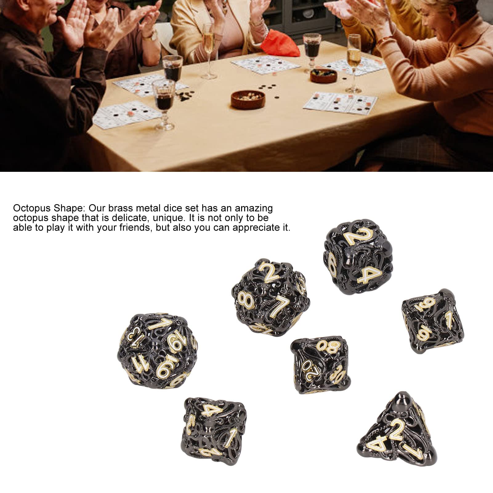 7pcs Hollow Dice Kit, Brass Hollow Dice Set for Game