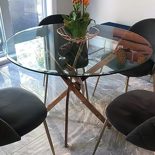48 inch Clear Round Glass Top, 3/8" Thick Tempered Table Top with Pencil Polished Edge, Transparent Flat Circular Sheet for Dining Table, Coffee Table, Restaurant Table