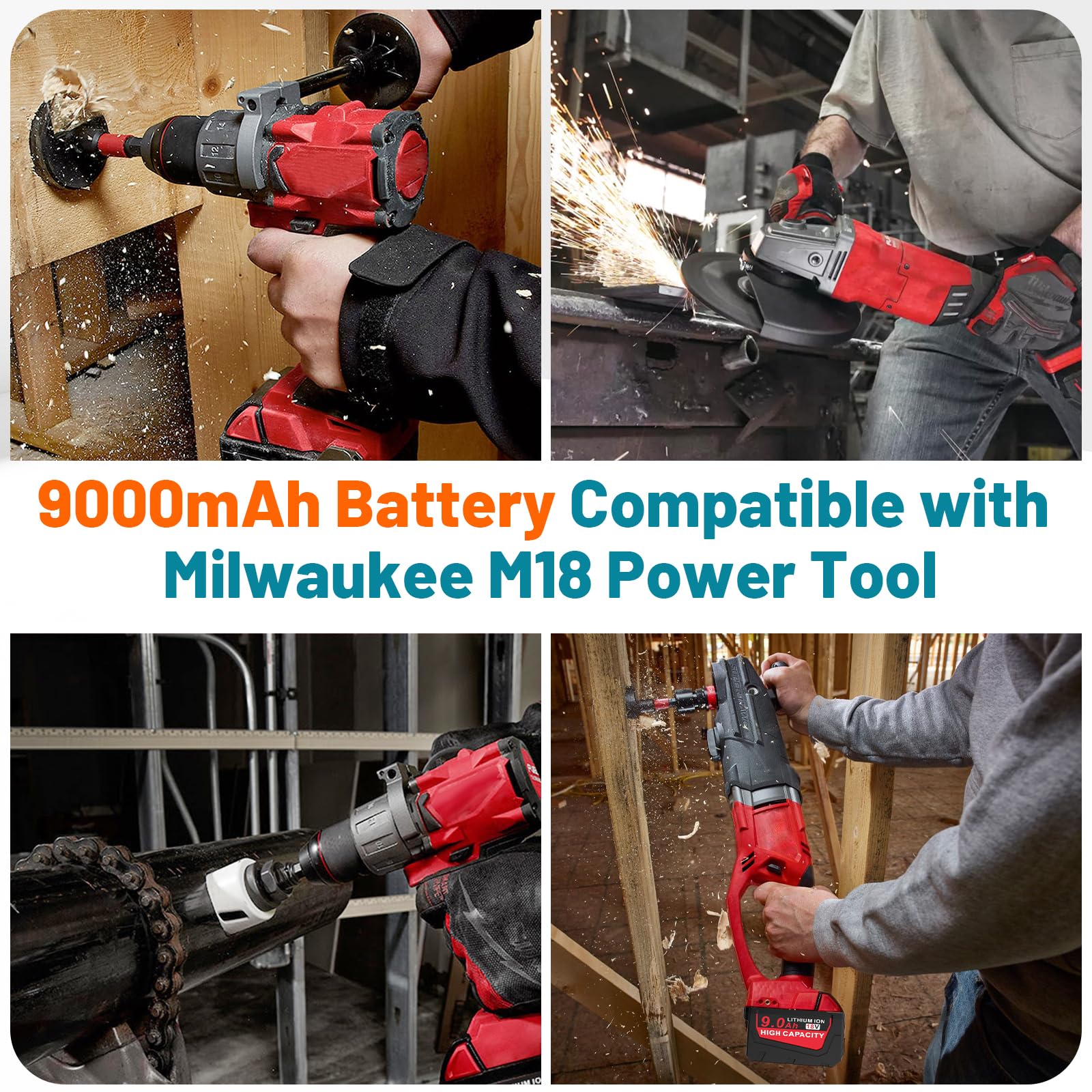 Cukect 2Packs Replacement for M18 Battery 6.0Ah Replace for All M18 Battery 48-11-1850 48-11-1840 48-11-1890 48-11-1815 M18 M18B Cordless Tools Lithium-Ion Battery