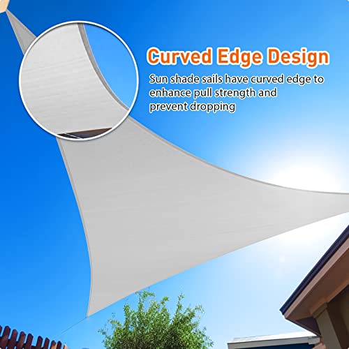 Artpuch Grey 10'x10'x14' Sun Shade Sails Canopy, 185GSM Shade Sail UV Block for Patio Garden Outdoor Facility and Activities