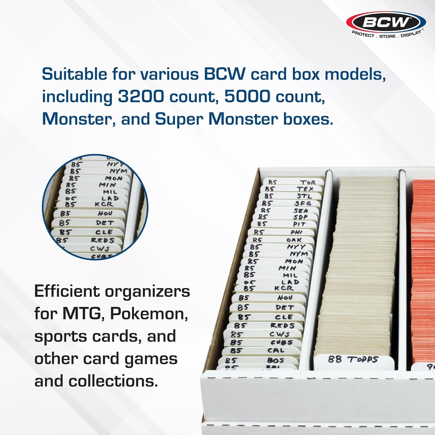 BCW Standard Card Dividers | 3 Packs of Trading Card Divider Cards (30 Dividers Total) | Card Dividers for Storage Boxes | Plastic Dividers for Trading Card Storage with Write-On Tabs