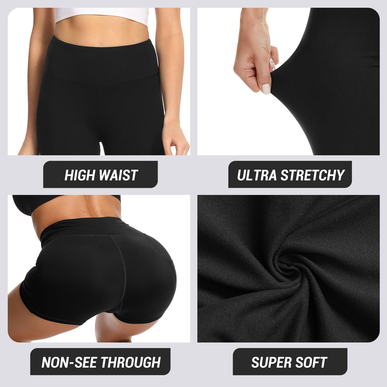 4 Pack Biker Shorts for Women – 5" High Waisted Stretch Spandex Workout Shorts for Summer Yoga Running Athletic