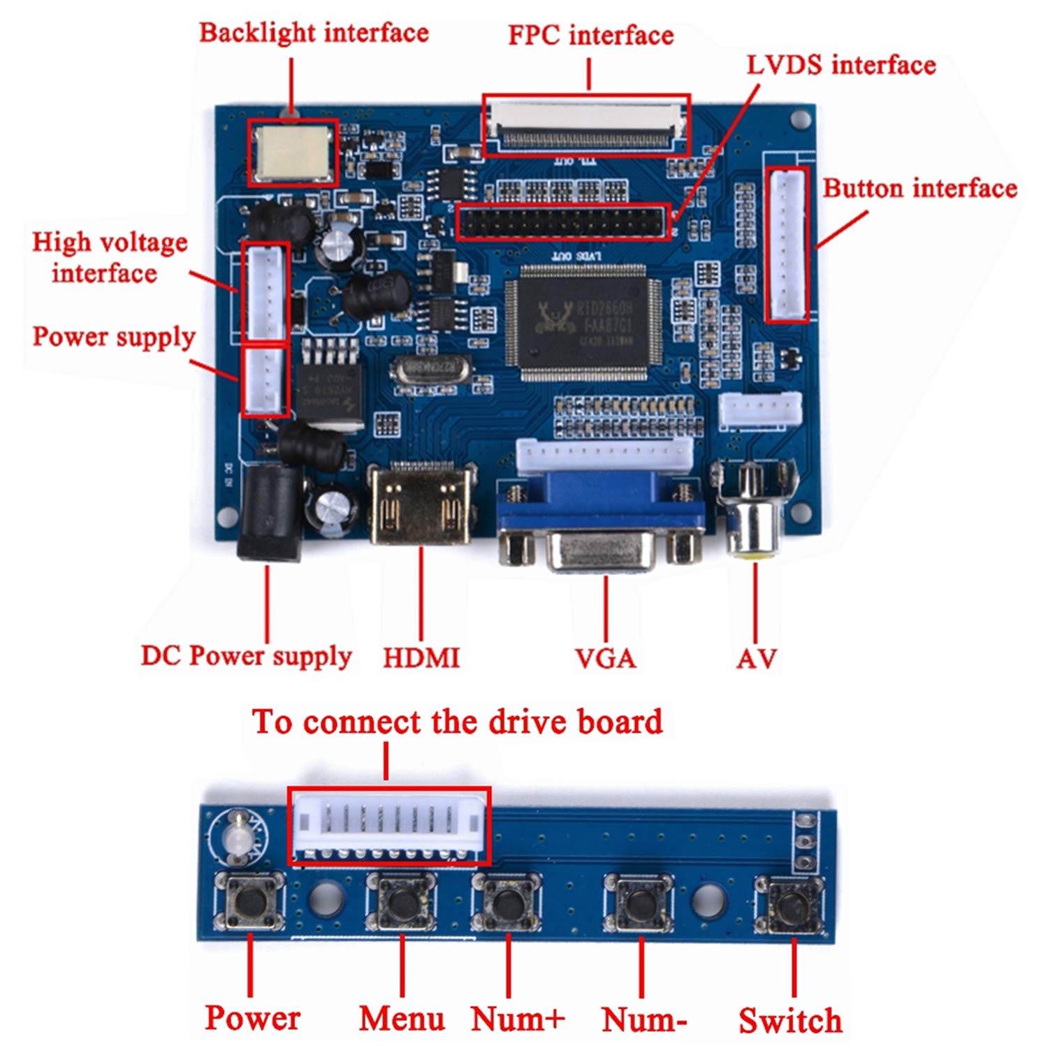 GeeekPi 7 inch 1024 x 600 HDMI Screen LCD Display with Driver Board Monitor for Raspberry Pi
