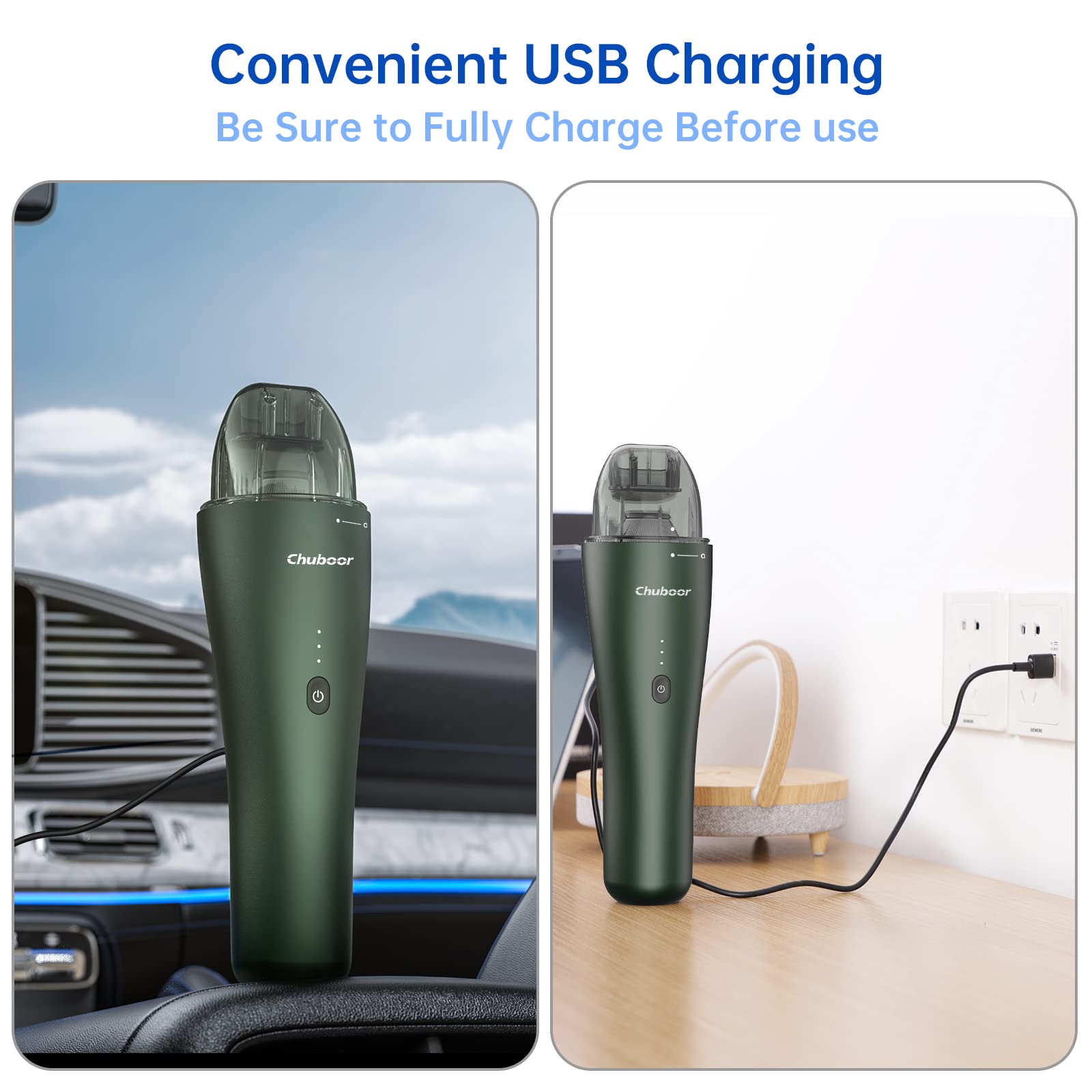 Chuboor Handheld Vacuum Cordless, Mini Vacuum with Air Buster, Portable and Rechargeable Mini Vacuum-Cordless for Home and Car (Black)