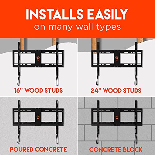 ECHOGEAR Low Profile Fixed TV Wall Mount for TVs Up to 80" - Holds Your Only 1.25" from The Pull String Locking System Easy Cable Access Big Hardware Assortment Simple Install