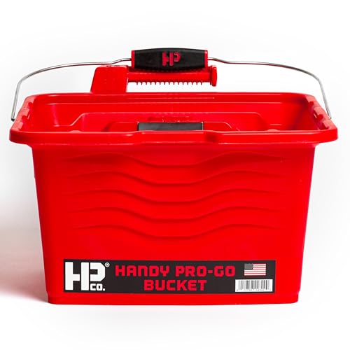 HANDy Paint Products Pro-Go Bucket Paint and Tool Bucket with Brush Holder That Attaches to Most Ladders, 1 Gallon, Red