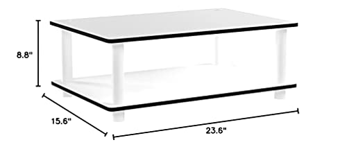 Furinno 11172 Just 2-Tier No Tools Coffee Table, White w/White Tube