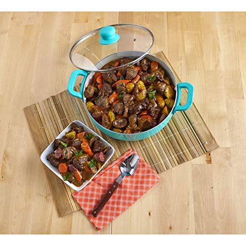 IMUSA USA, Tea Caldero (Dutch Oven) with Glass Lid Ceramic Interior 2-Quart, Teal