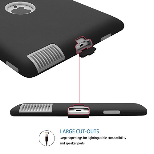 Fingic for iPad 4/3/2 Case - Rugged 3 in 1 Hybrid Heavy Duty Shock-Absorption Scratch-Resistant Protective Case, Gray/Black