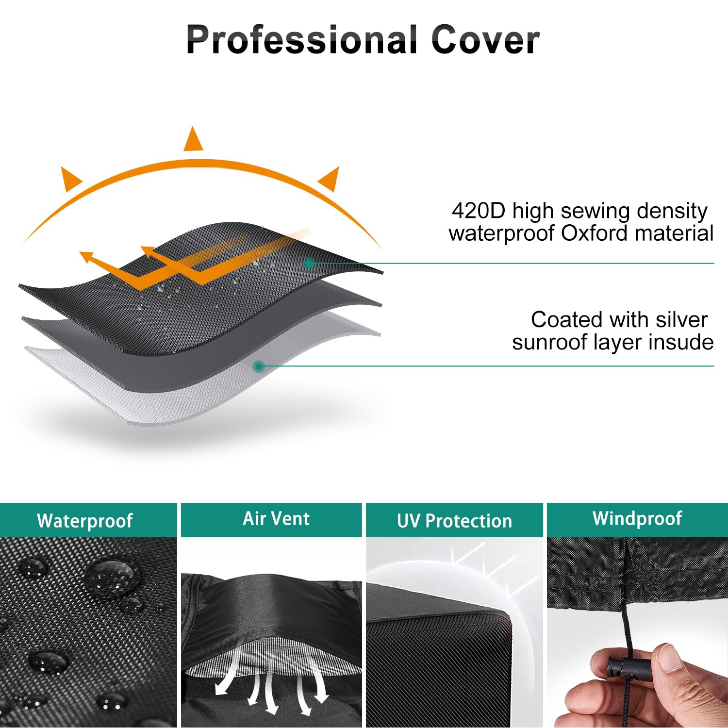 BROSYDA Central Large Air Conditioner Cover for Outside Units, Waterproof & Windproof Outdoor AC Units Cover Black (30"x30"x32" Inch)