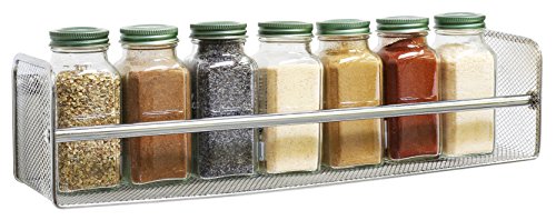 DecoBros 2 Pack Wall Mount Single Tier Mesh Spice Rack, Chrome