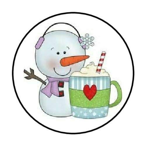 48 pcs Christmas Snowman HOT Chocolate Stickers Envelope Seals Labels Round Tags, Stamps Sticker for Gift Cards, Envelopes, Boxes for Holiday, Birthday, Christmas