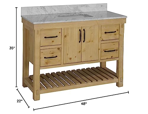 Birmingham 48-inch Bathroom Vanity (Carrara/Driftwood): Includes Driftwood Cabinet with Authentic Italian Carrara Marble Countertop and White Ceramic Sink
